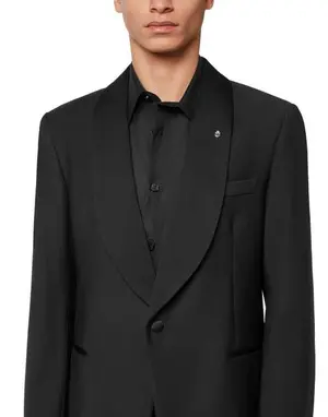 BILLIONAIRE Wool And Satin Regular Fit Tuxedo Blazer