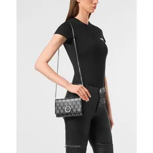 Philipp Plein Hexagon Bag Monogram Strass Monogram Strass - Black