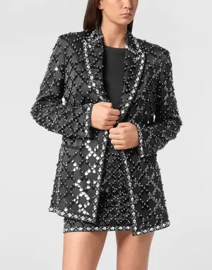 Philipp Plein Blazer Boyfriend Fit Plein Paillettes - Black