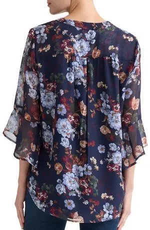 Jones New York Petite Floral Flutter Sleeve Top