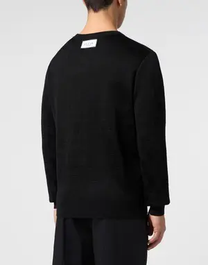 Philipp Plein Merino Wool Round Neck Pullover Monogram