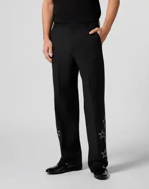 Philipp Plein Loose Fit Trousers Stars Studs - Black