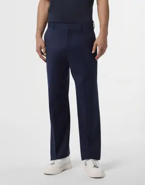 BILLIONAIRE Wool Loose Fit Trousers - Navy