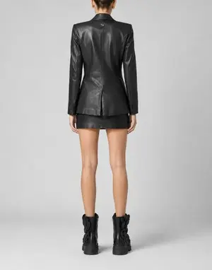 Philipp Plein Leather Mini Skirt Flower