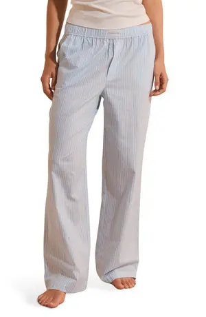 ETAM Benicio Pinstripe Cotton Sleep Pants - Light Blue