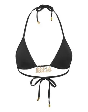 Philipp Plein Swimwear Top Triangle Bra Charms - Black