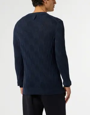 BILLIONAIRE Wool Silk Roundneck Pullover With Braids And Stud Detail - Navy