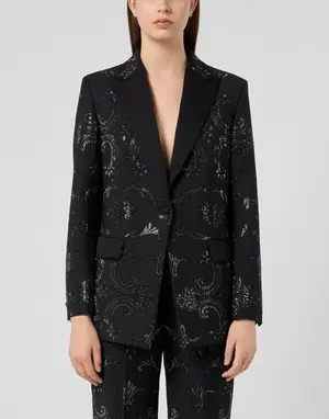 Philipp Plein Boyfriend's Fit Blazer Baroque Strass - Black