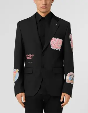Philipp Plein Gigolo Fit Blazer Ice Cream Patches - Black