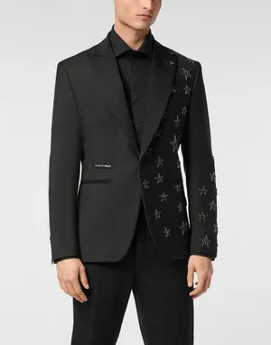Philipp Plein Wool Blazer Lord Fit Stars - Black