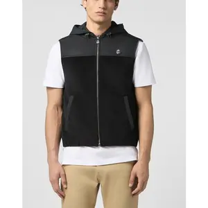 BILLIONAIRE Velvet Nylon Short Vest - Black