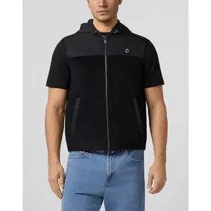 BILLIONAIRE Velvet Nylon Short Vest - Black