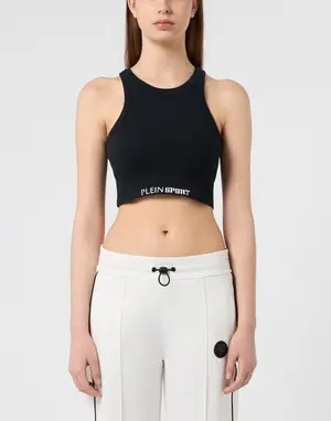 PLEIN SPORT Ribbed Tank Top - Black