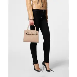 Philipp Plein Crocodile-effect Leather Shopper Bag - Beige