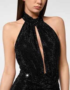 Philipp Plein Backless Long Evening Dress Mix Strass