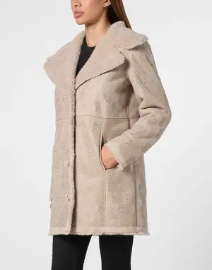 Philipp Plein Monogram Shearling Coat - Beige