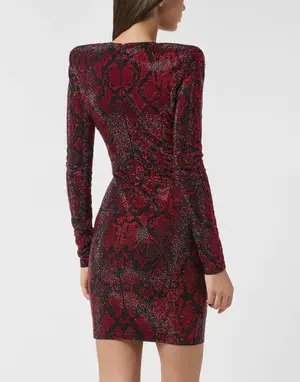 Philipp Plein Long-sleeved Mini Dress Strass