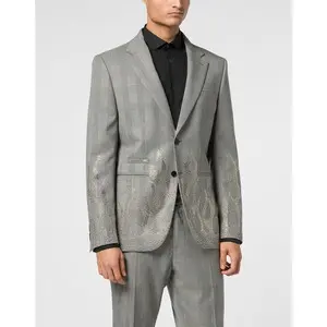 Philipp Plein English Check Blazer Ls Strass Flame - Black/turquoise