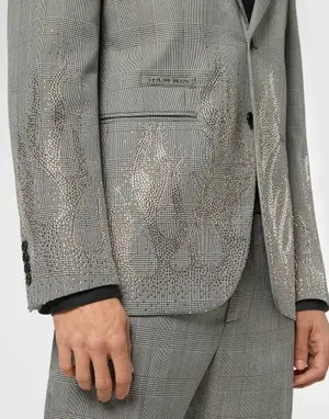 Philipp Plein English Check Blazer Ls Strass Flame
