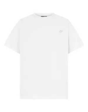 PLEIN SPORT Round Neck T-shirt Chrome Scratch - White