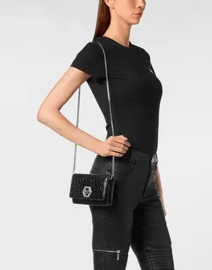 Philipp Plein Hexagon Bag Cocco Crystal