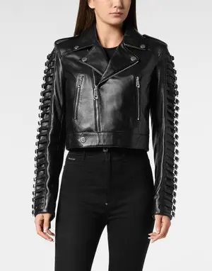 Philipp Plein Leather Jacket Skull