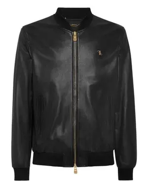 BILLIONAIRE Basic Leather Bomber - Black