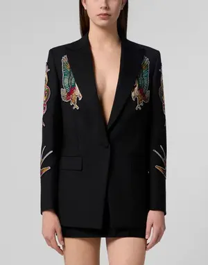 Philipp Plein Boyfriend's Fit Blazer Tattoo Patches - Black
