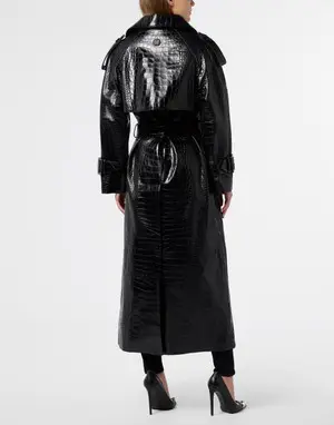 Philipp Plein Long Trench Coat Cocco