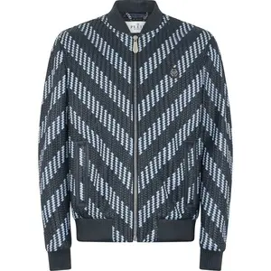 Philipp Plein Weaved Leather Bomber Stripes