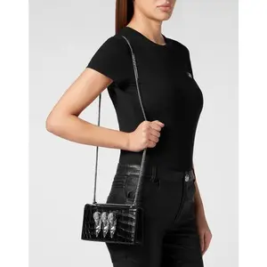 Philipp Plein Croc Effect Shoulder Bag With Embellishments - Black