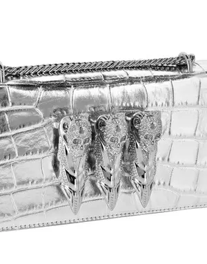Philipp Plein Croc Effect Shoulder Bag With Embellishments - Silver