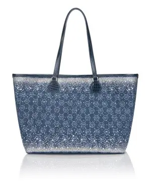 Philipp Plein Denim Shopper Bag Monogram Strass