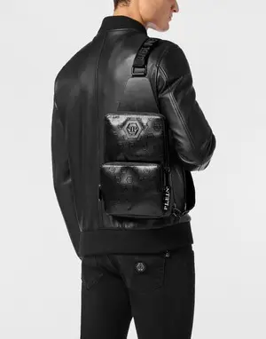 Philipp Plein Nappa Cross Body Bag Embossed Monogram - Black/black