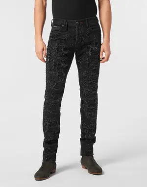 Philipp Plein Rock Star Tribal Strass Denim Trousers - Summernight