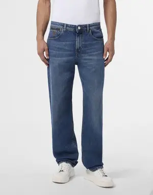 BILLIONAIRE Relaxed Fit Jeans Leather Details