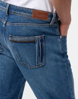 BILLIONAIRE Relaxed Fit Jeans With Leather Details