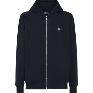 BILLIONAIRE Hoodie Sweatjacket With Lion Graphic - Navy