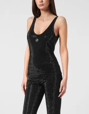Philipp Plein Tank Top Mix Strass - Black