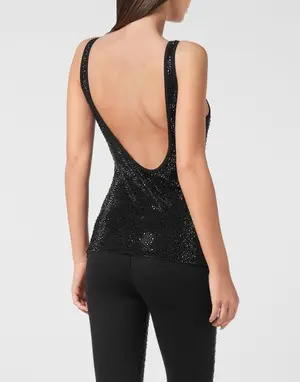 Philipp Plein Tank Top Mix Strass