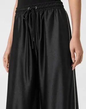 Philipp Plein Wide Leg Laminated Tracksuit Pants With Drawstring
