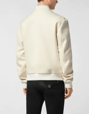 Philipp Plein Varsity Bomber Jacket With Rhinestones - Offwhite