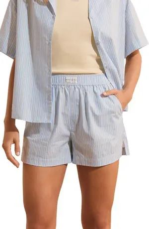 ETAM Benicio Cotton Pajama Shorts - Light Blue
