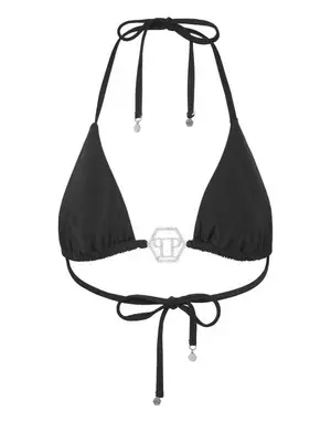 Philipp Plein Swimwear Top Triangle Bra Crystal Hexagon - Black