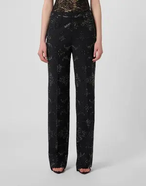 Philipp Plein Lady Straight Trousers Baroque Strass