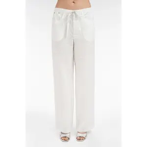 ELLE COLLECTION Linen Drawcord Pant White