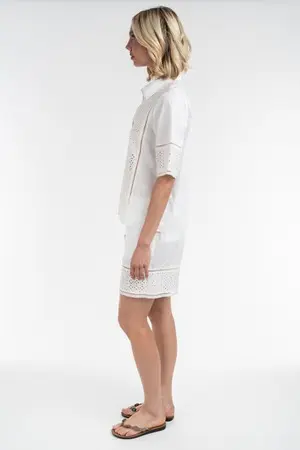 ELLE COLLECTION Lace Insert Everyday Blouse - White