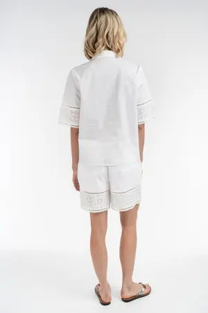 ELLE COLLECTION Lace Insert Everyday Blouse - White