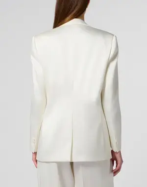 Philipp Plein Double-breasted Satin Blazer Roses - White