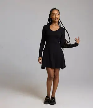 KNOWN SUPPLY Cecelia Long Sleeve Organic Cotton Dress - Black
